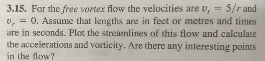 Solved 3.15. For the free vortex flow the velocities are v, | Chegg.com
