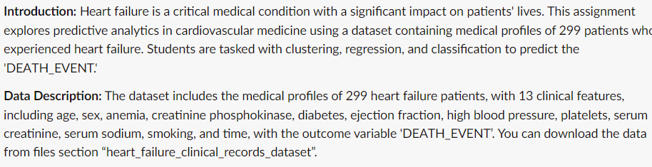 Solved Introduction: Heart failure is a critical medical | Chegg.com