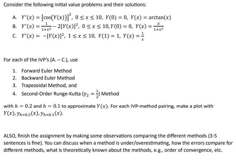 Solved Consider the following initial value problems and | Chegg.com
