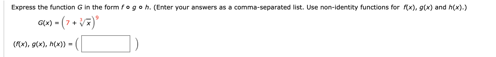 Solved Express the function H in the form fog. (Enter your | Chegg.com