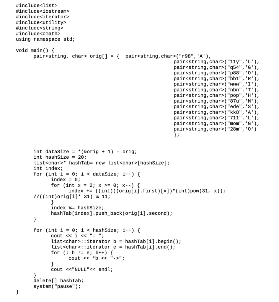 Solved for C++ Use chaining method CPP files provided in | Chegg.com