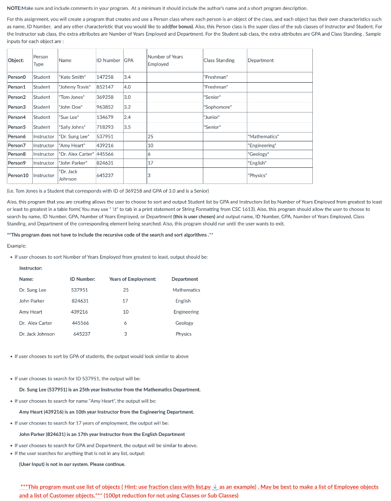 Solved NOTE:Make sure and include comments in your program. | Chegg.com