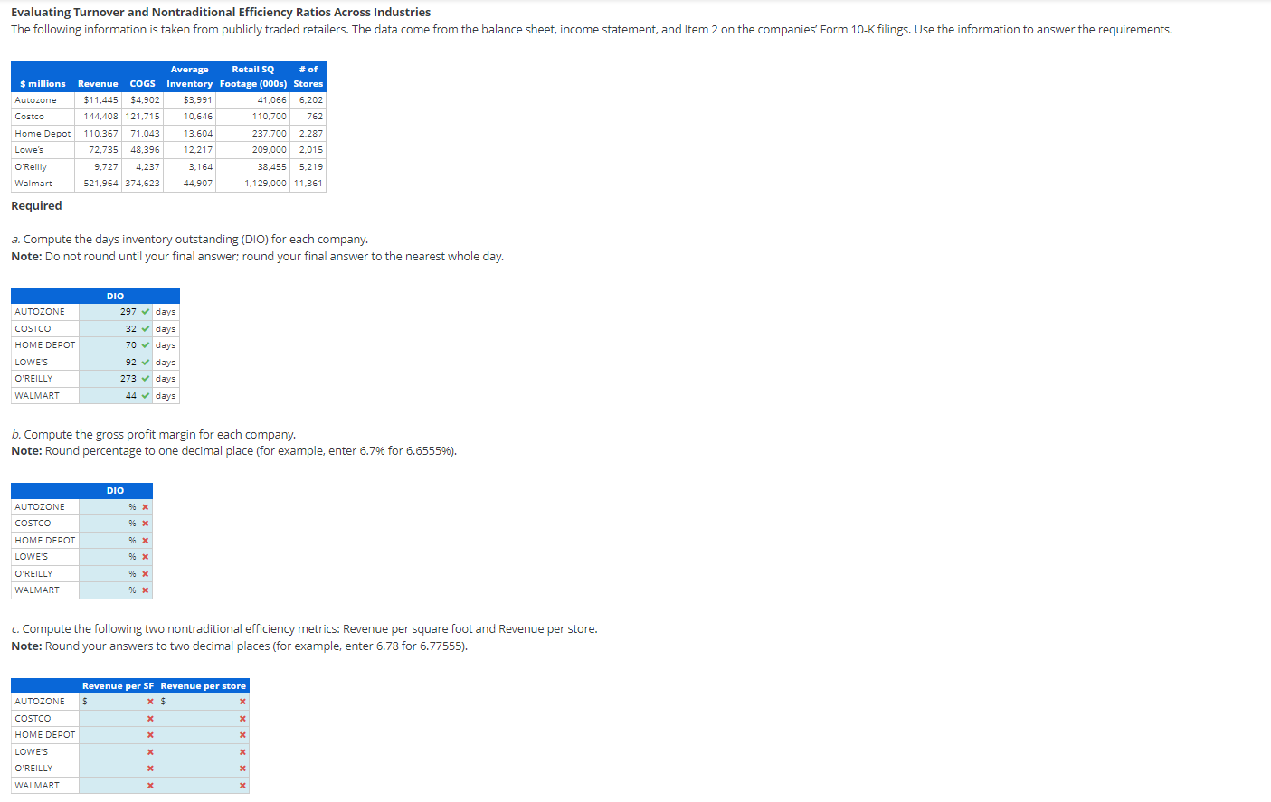 Solved a. Compute the days inventory outstanding (DIO) for | Chegg.com