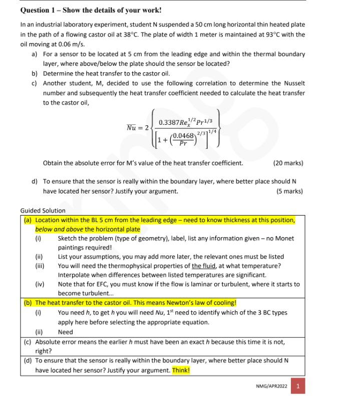 Solved Question 1 - Show the details of your work! In an | Chegg.com