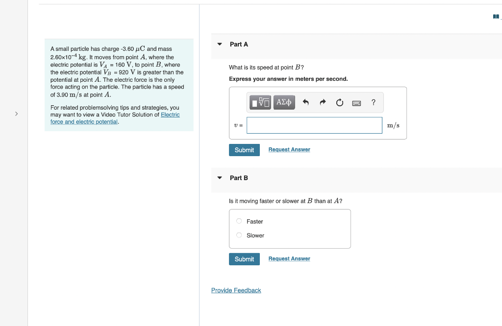Solved Part A What is its speed point B? Express your answer | Chegg.com