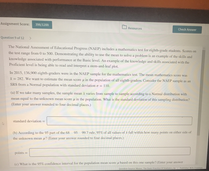 Solved Assignment Score: 398/1200 Resources Check Answer | Chegg.com