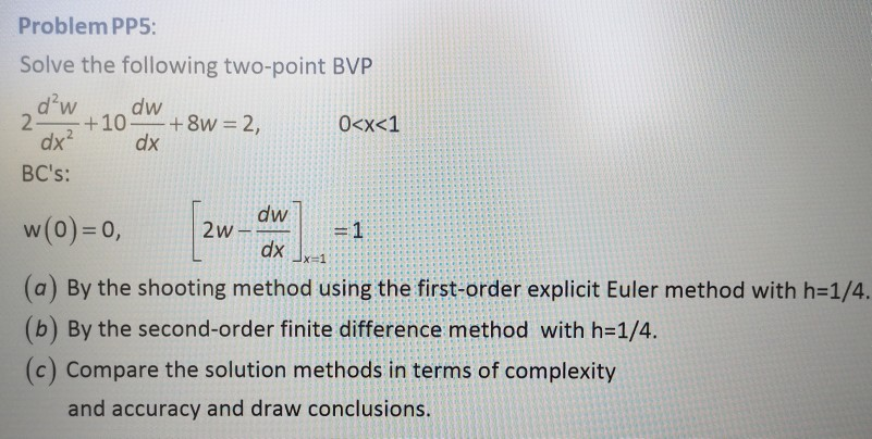 Solved Problem PP5: Solve the following two-point BVP d'w dw | Chegg.com