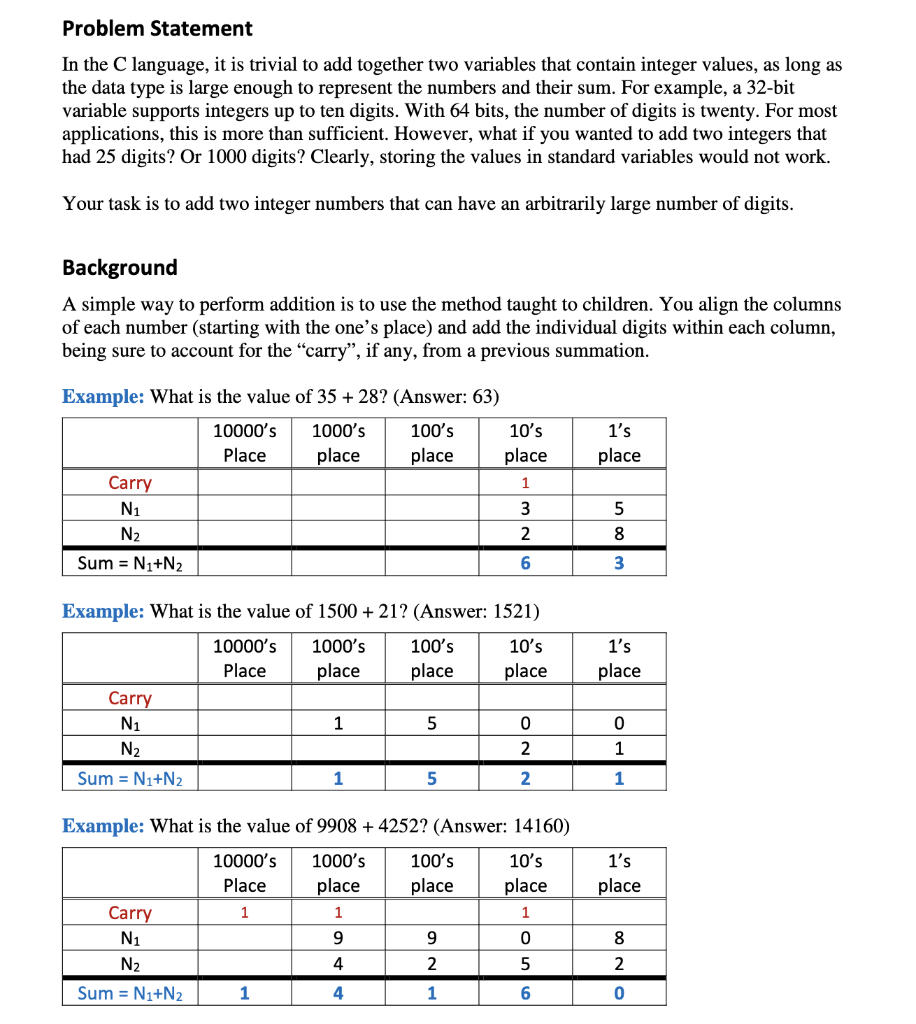 Solved Problem Statement In the C language, it is trivial to | Chegg.com