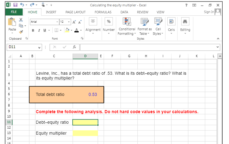Solved ? 1 - Calculating the equity multiplier - Excel | Chegg.com