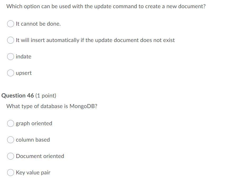 Solved Which option can be used with the update command to | Chegg.com