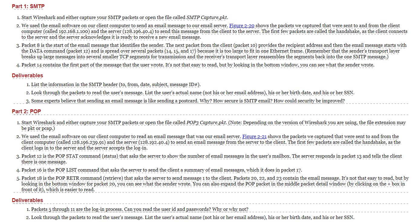 Part 1: SMTP 1. Start Wireshark and either capture | Chegg.com