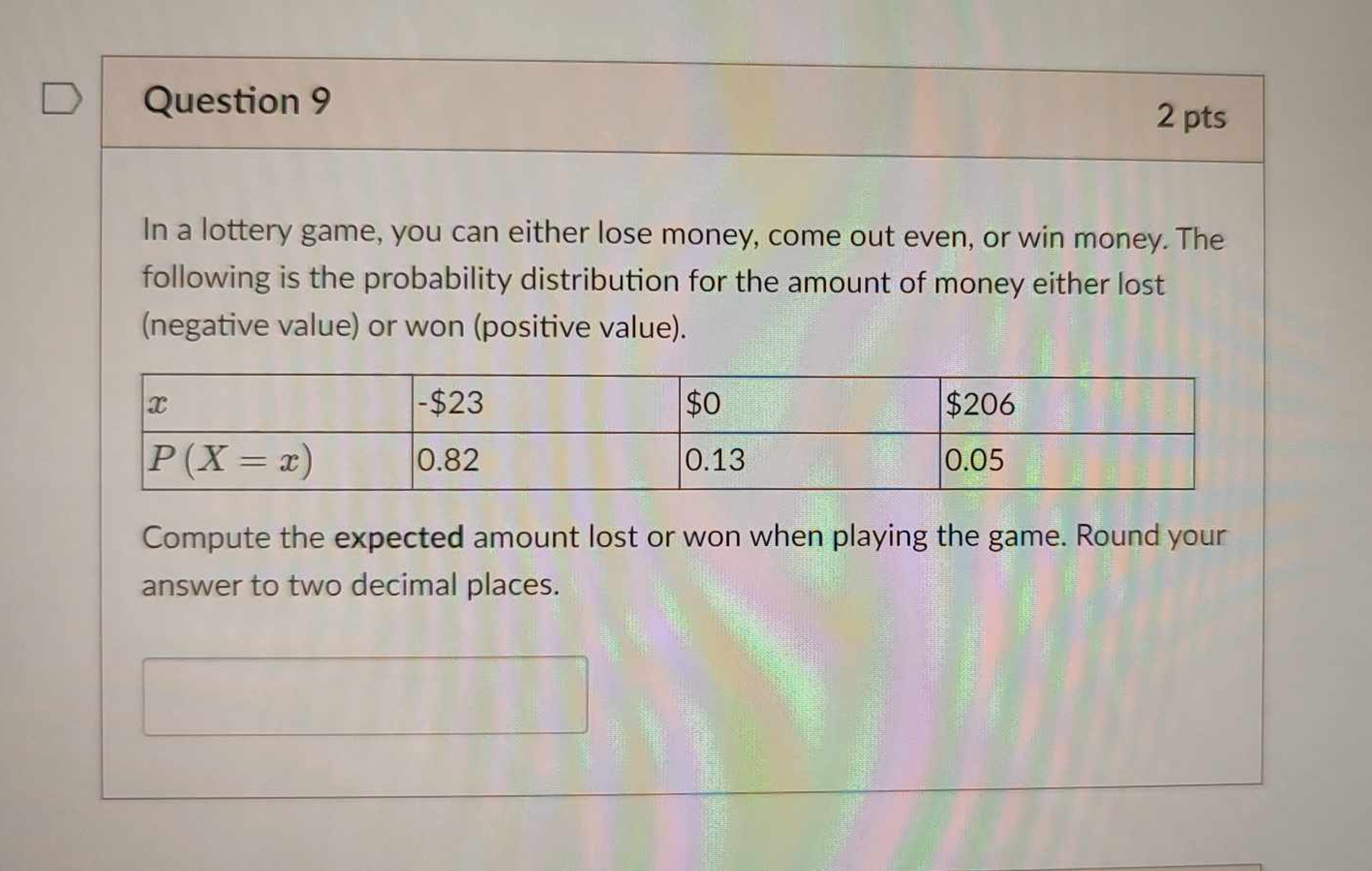 Solved Question 9 ﻿Question 9In a lottery game, you can | Chegg.com