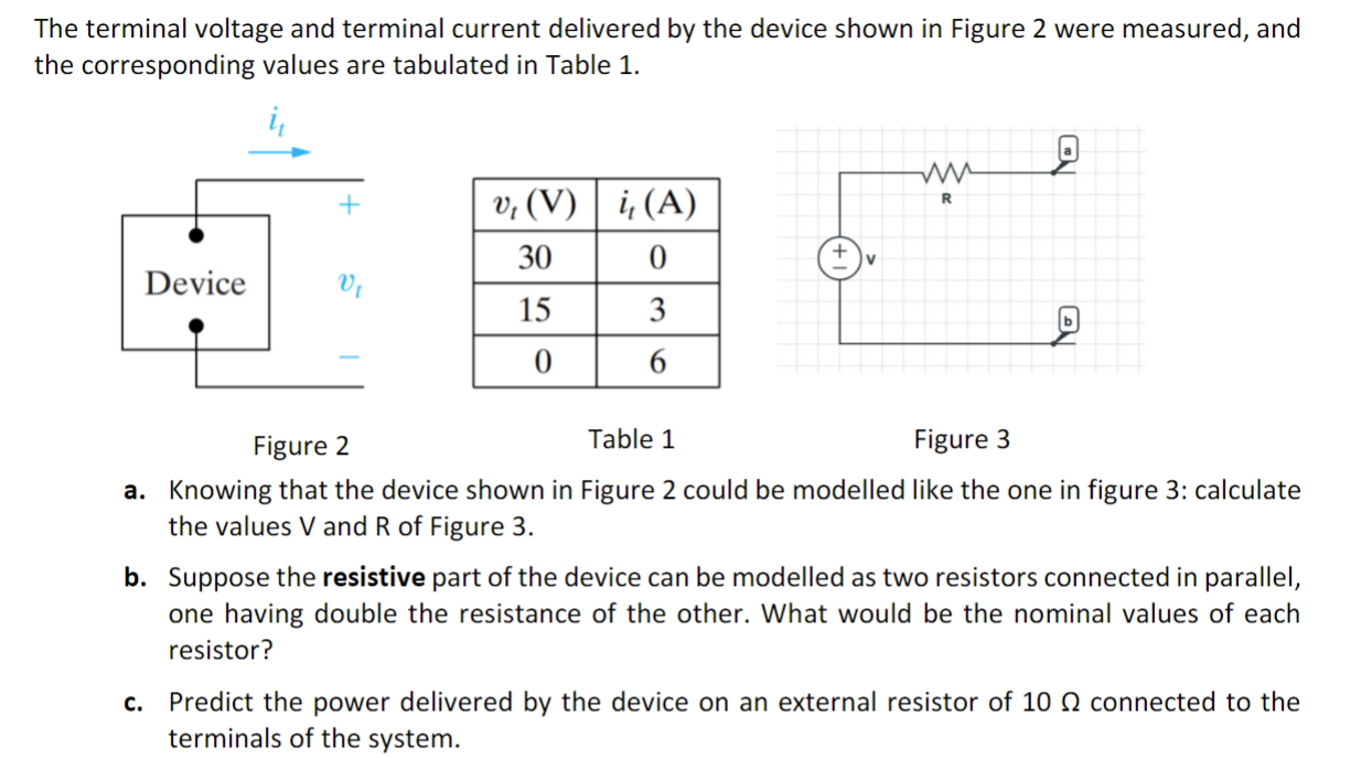 Solved The terminal voltage and terminal current delivered | Chegg.com