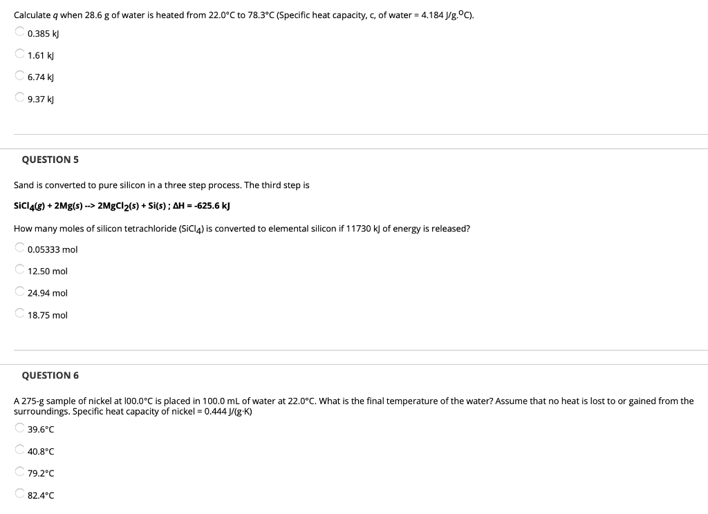 Solved Calculate q when 28.6 g of water is heated from | Chegg.com