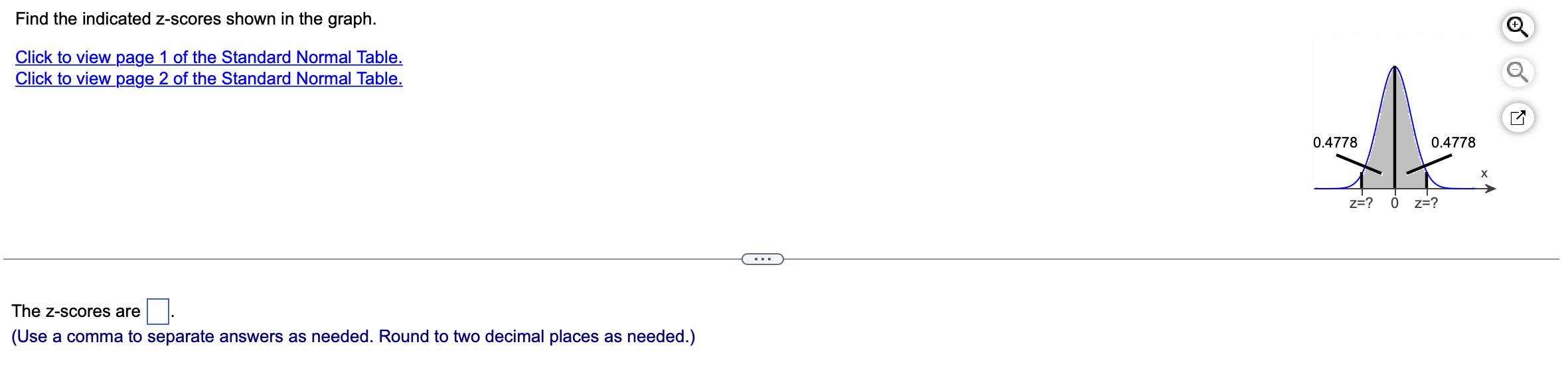 Solved Find the indicated z-scores shown in the graph.Click | Chegg.com