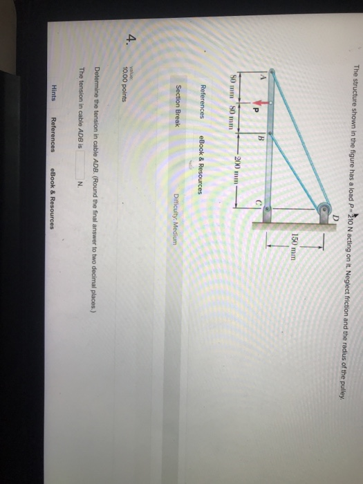 Solved The structure shown in the figure has a load P 210 N | Chegg.com