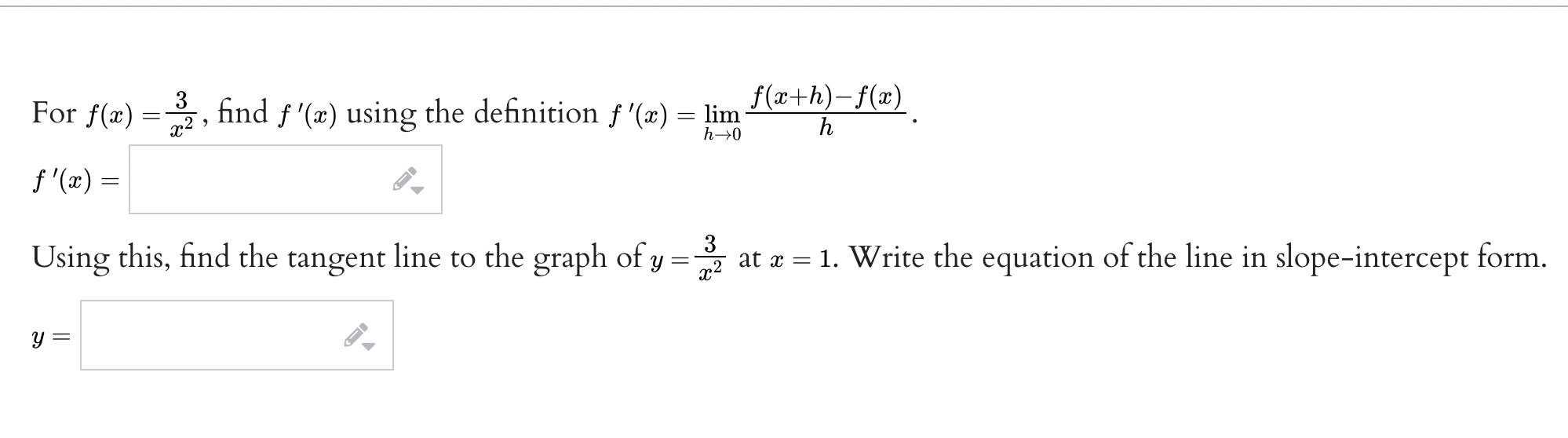 Solved For f(x)=x23, find f′(x) using the definition | Chegg.com