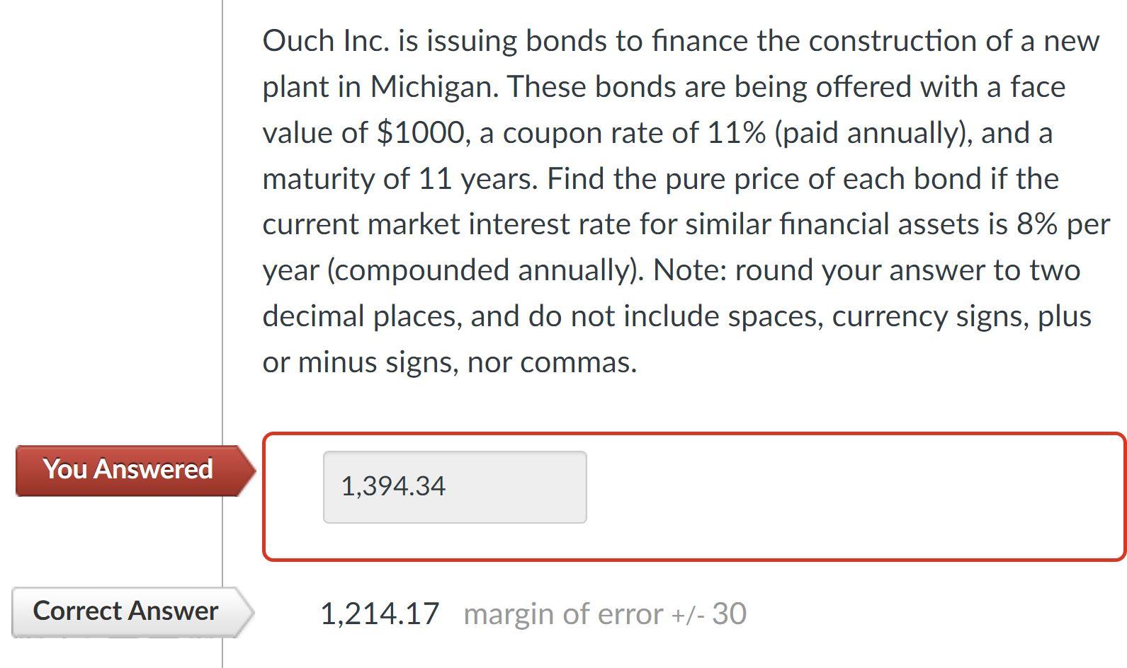 Solved You Answered Correct Answer Ouch Inc. is issuing | Chegg.com