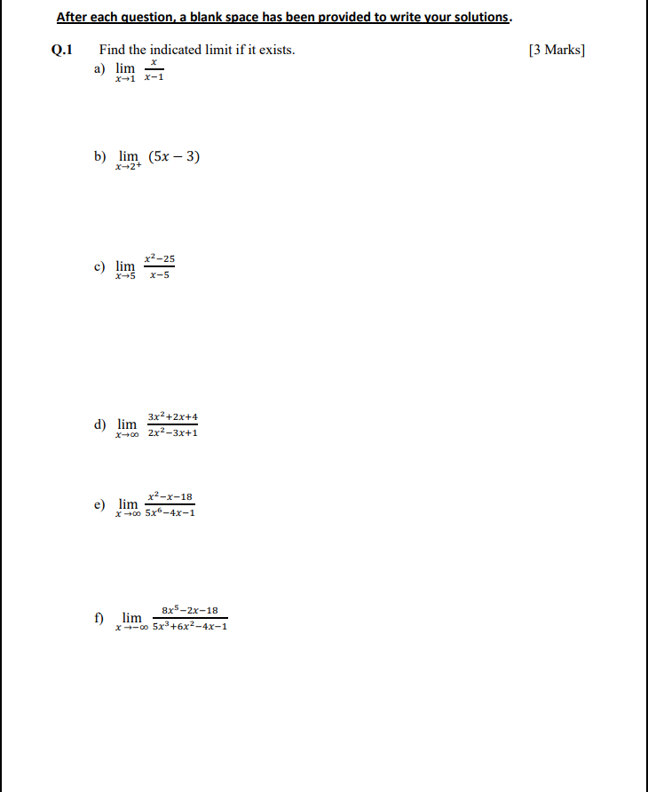 Solved After each question, a blank space has been provided | Chegg.com