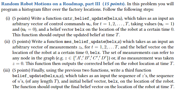 Random Robot Motions on a Roadmap, part III (15 | Chegg.com