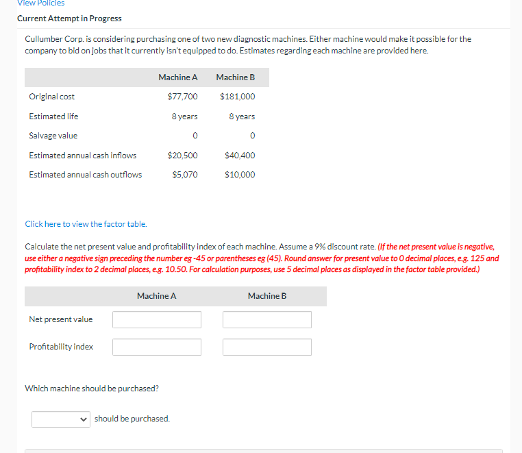 Solved View Policies Current Attempt in Progress Cullumber | Chegg.com