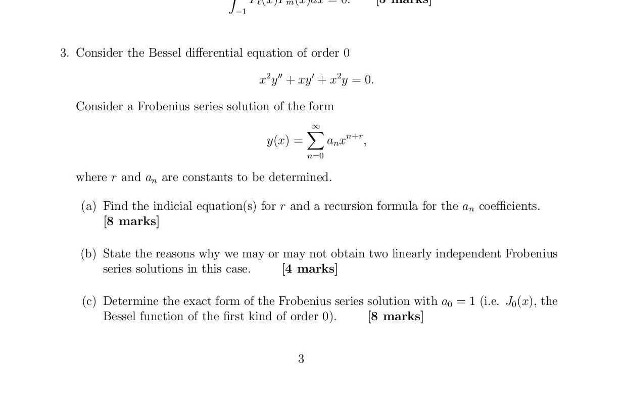 Solved 3. Consider the Bessel differential equation of order | Chegg.com