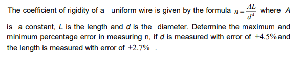 Solved The coefficient of rigidity of a uniform wire is | Chegg.com