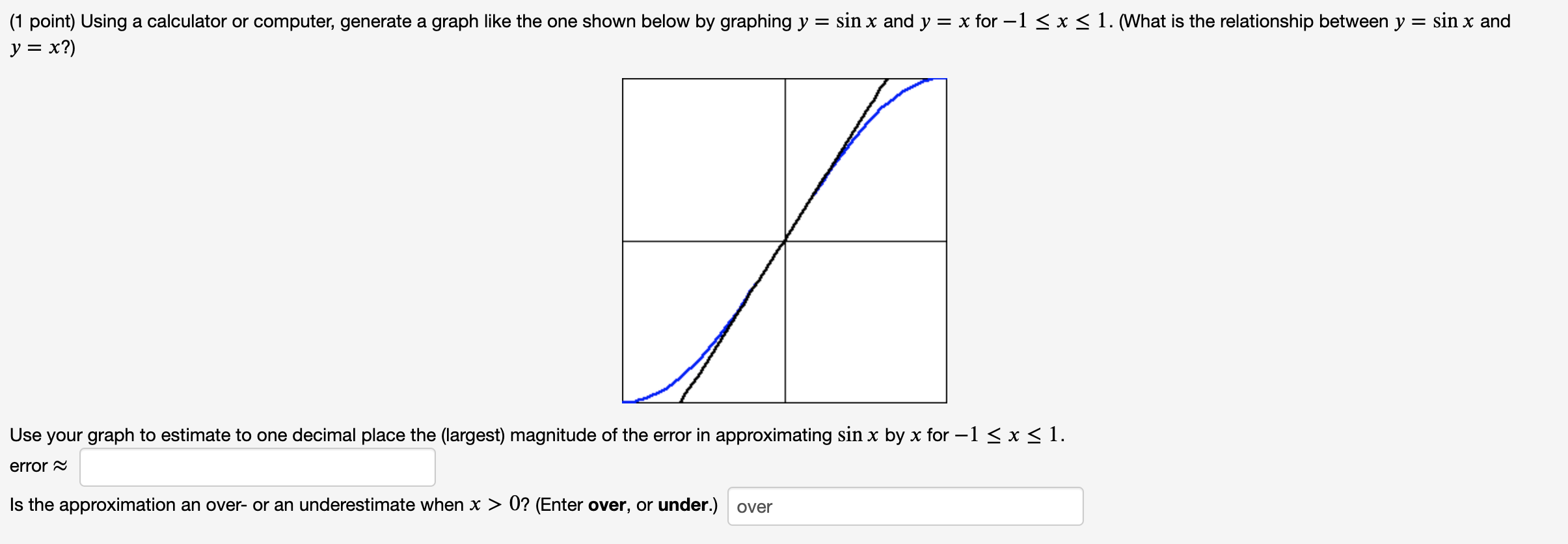 Solved (1 point) Using a calculator or computer, generate a | Chegg.com