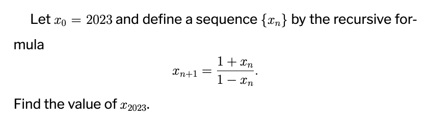 Solved Let x0=2023 and define a sequence {xn} by the | Chegg.com