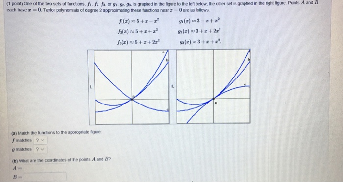 Solved (1 point) One of the two sets of functions, fi. .f, o | Chegg.com