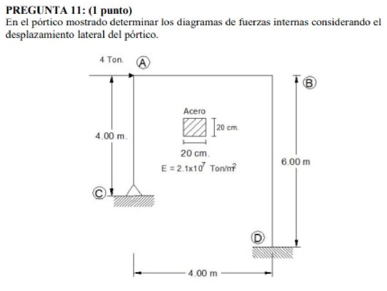 Solved In the gantry shown determine the internal force | Chegg.com