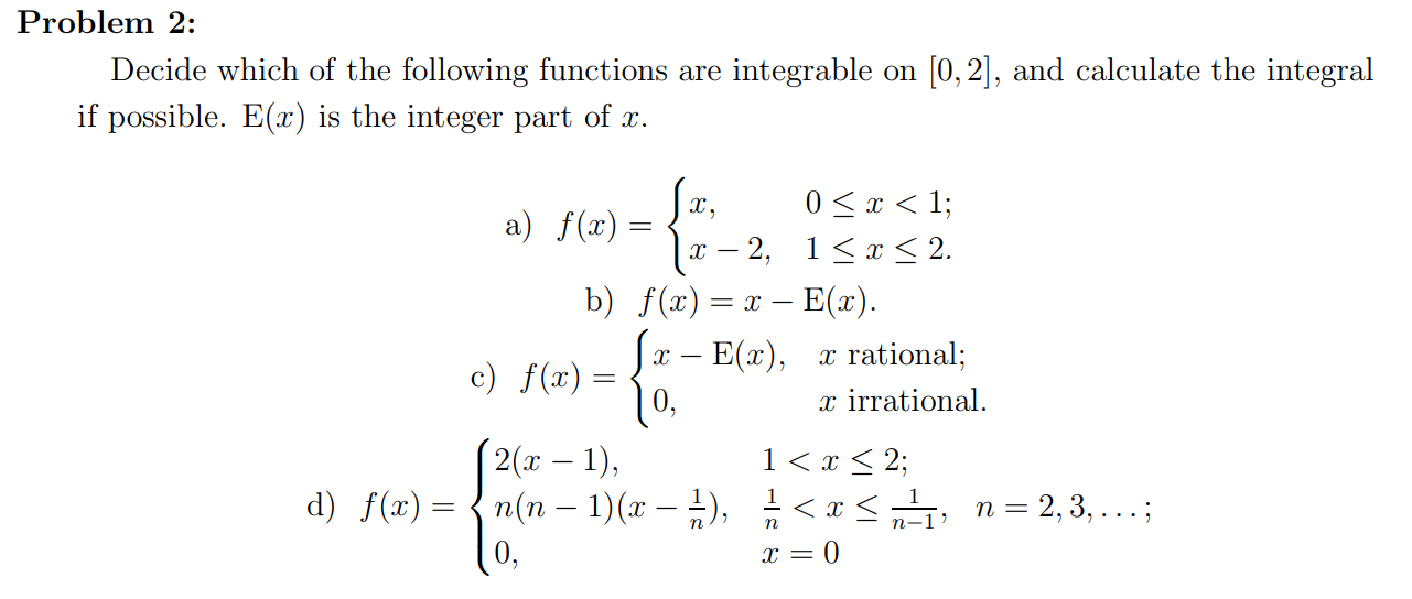 Solved Decide which of the following functions are | Chegg.com