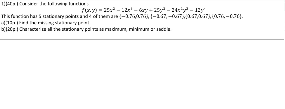 Solved 1)(40p.) Consider the following functions | Chegg.com