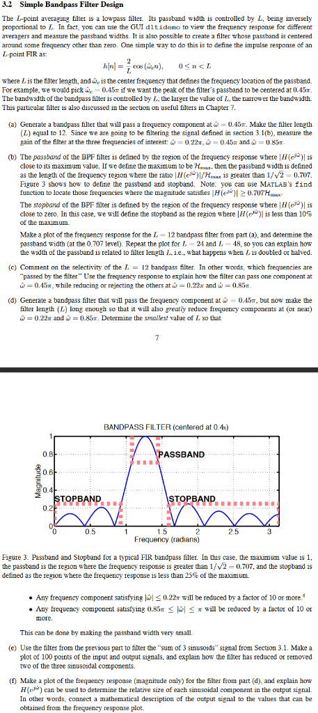 Solved 3.2 Simple Bandpass Filter Design The L-point | Chegg.com