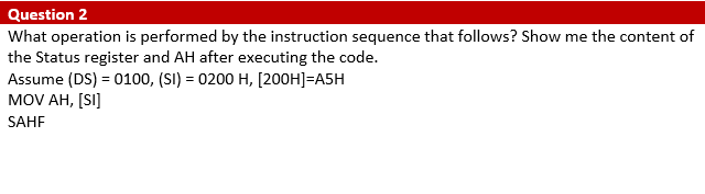 Solved What operation is performed by the instruction | Chegg.com