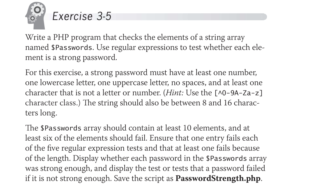 Solved Exercise 3-5 Write a PHP program that checks the | Chegg.com