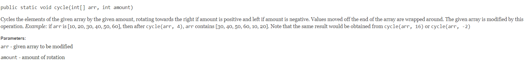 Solved public static void shiftRight(int[] arr, int amount) | Chegg.com