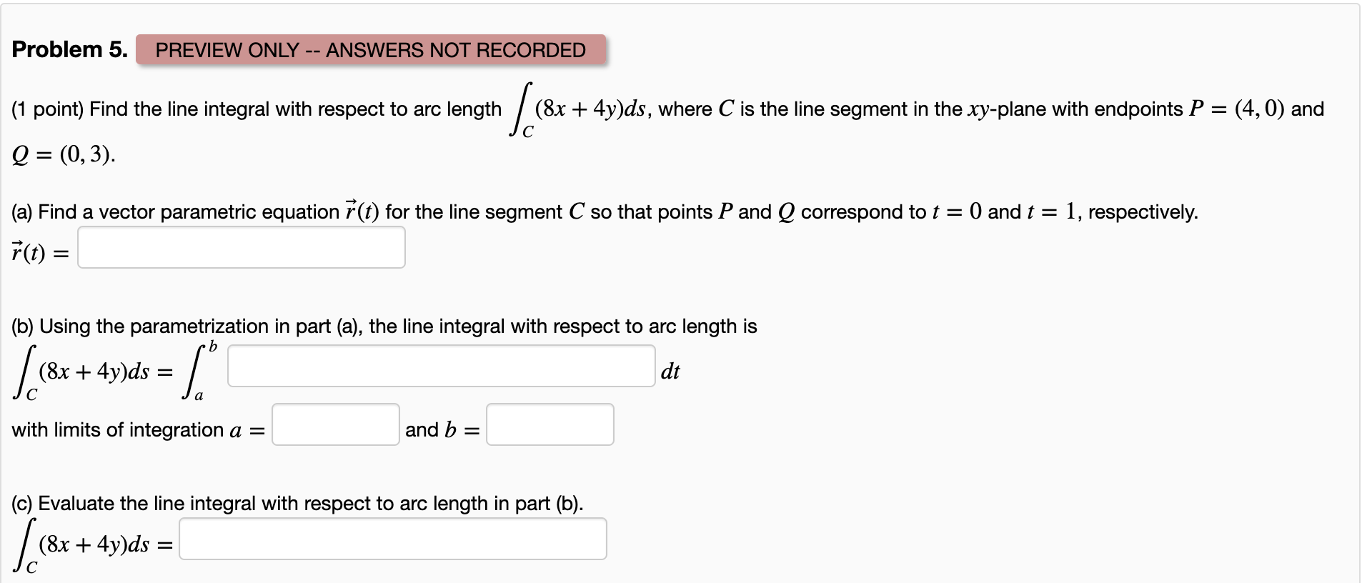 Solved Problem 5. PREVIEW ONLY -- ANSWERS NOT RECORDED (1 | Chegg.com