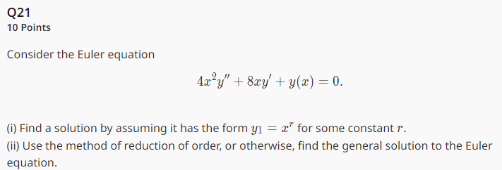Solved Q21 10 Points Consider the Euler equation | Chegg.com