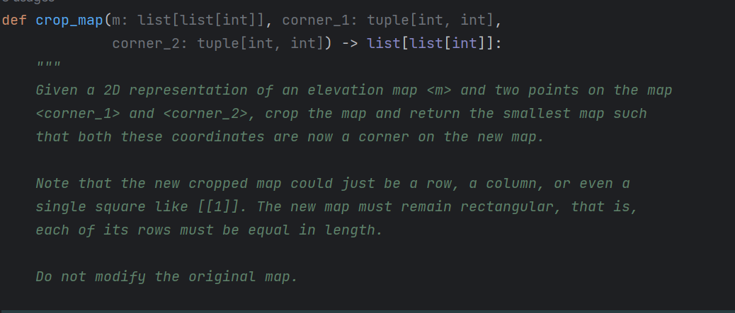 def crop_map(m: list[list[int]], corner_1: tuple[int, | Chegg.com