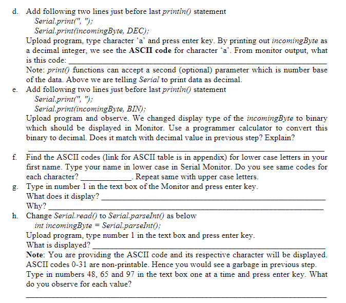 Solved More on Serial Monitor a. Start a new Sketch, | Chegg.com