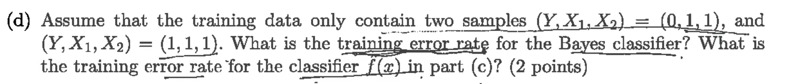 Solved (c) Consider an alternative classifier f^(x)=1, if | Chegg.com