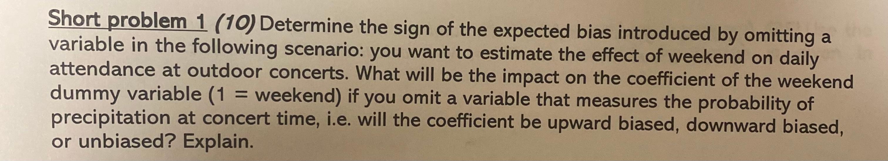 Solved Short problem 1 (10) Determine the sign of the | Chegg.com
