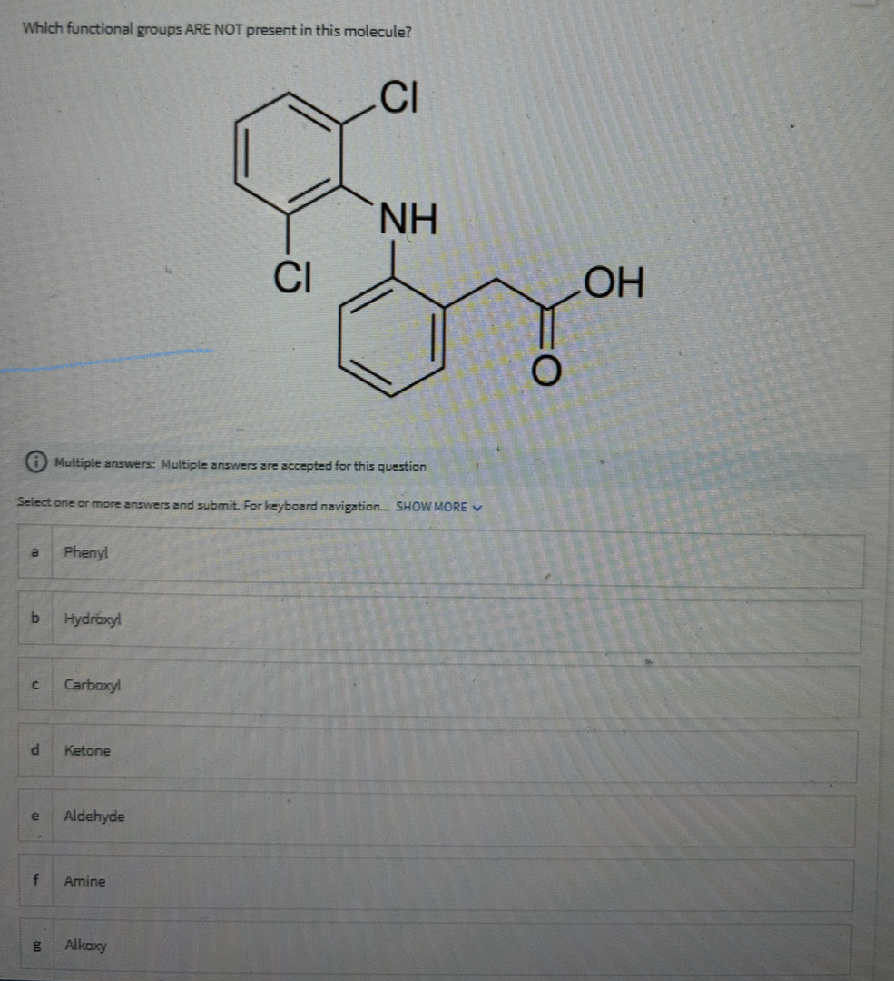 Solved Which functional groups ARE NOT present in this | Chegg.com