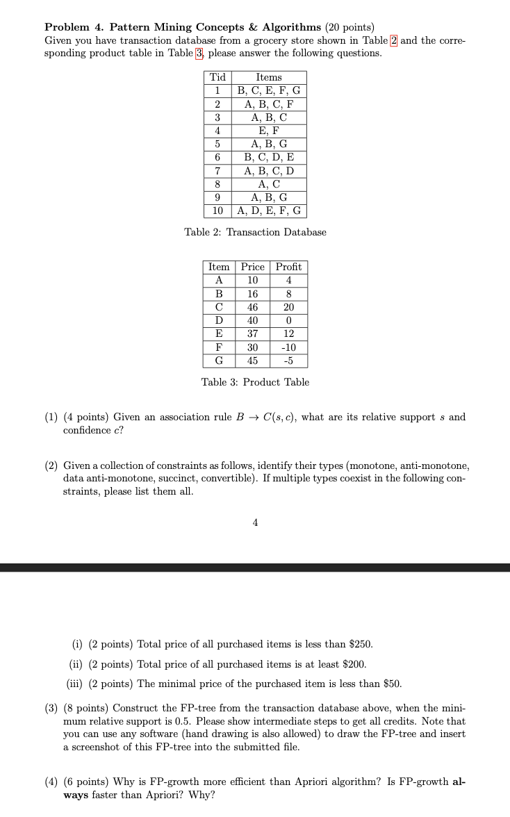 Solved Problem 4 Pattern Mining Concepts And Algorithms 20 5907