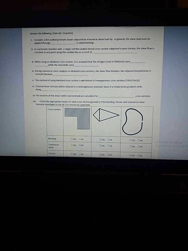 Solved Answer the following (2pts x8 16 points) Consider a | Chegg.com