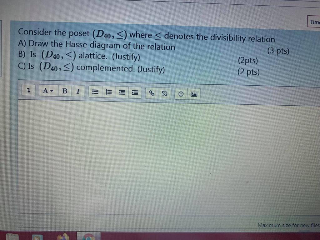 Solved Time Consider the poset (D40,