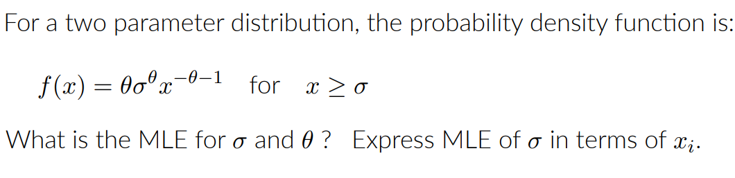 Solved For a two parameter distribution, the probability | Chegg.com