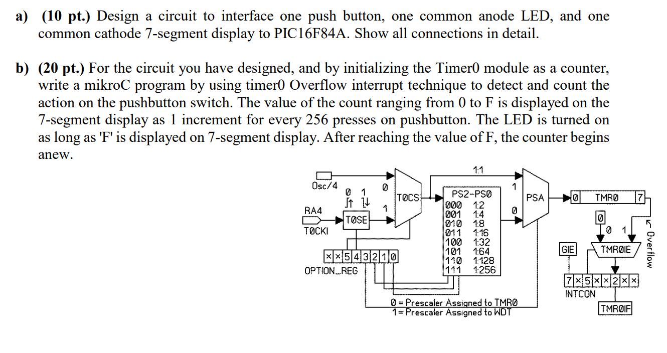 a) (10 ﻿pt.) ﻿Design a circuit to interface one push | Chegg.com