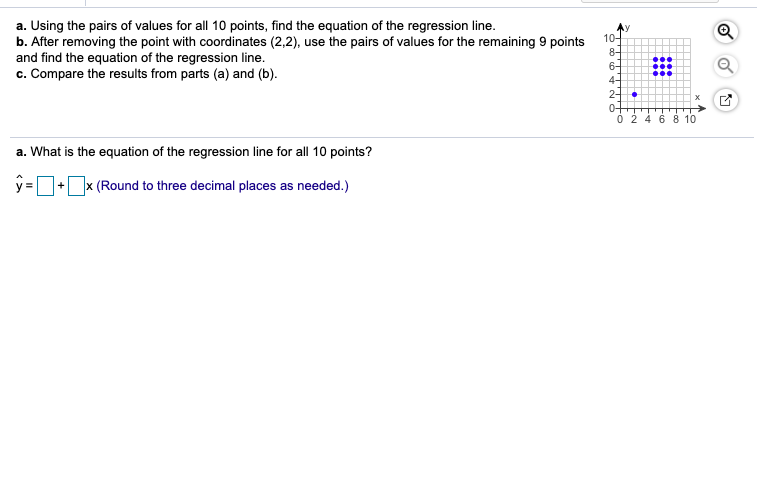 Solved a. Using the pairs of values for all 10 points, find | Chegg.com